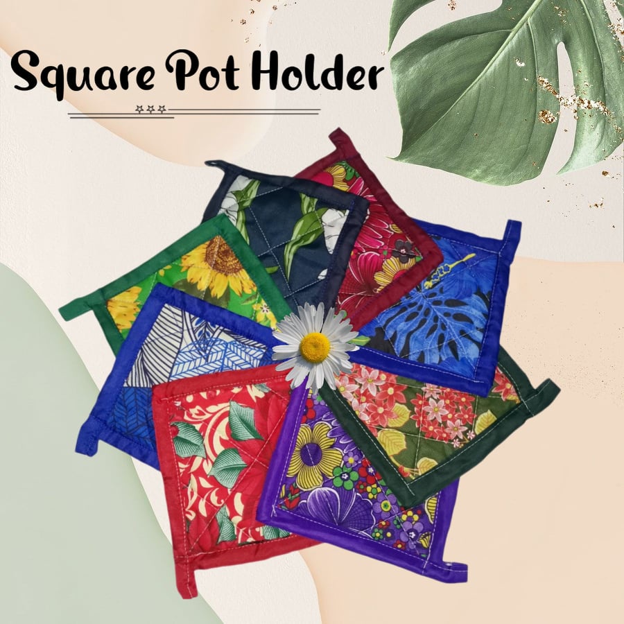 Pot Holder, String Pot Holder (18cmx18cm ), Assorted Colors, Square ...
