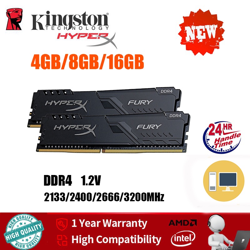 Kingston HyperX FURY DDR4 16GB 8GB 4GB 3200MHZ 2666MHZ 2400MHz 2133MHZ PC4 Desktop RAM Memory ...