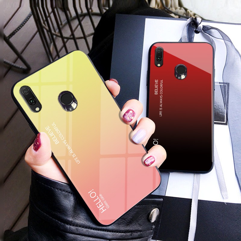 Vivo V9 Case Gradient Tempered Glass Phone Case Vivo V7 Plus VivoV7 ...