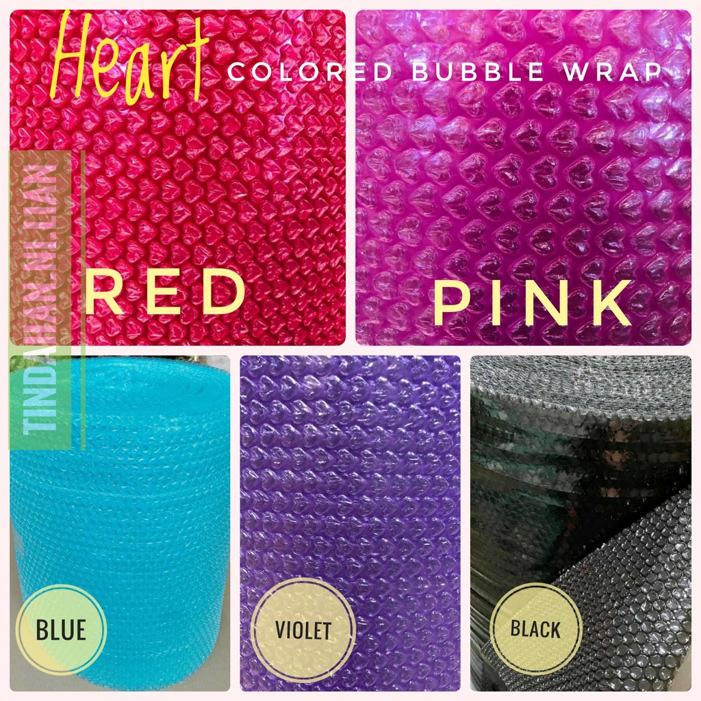 Heart Shape Colored Bubble Wrap 20", Sold per 5 Meters and 10 Meters ...