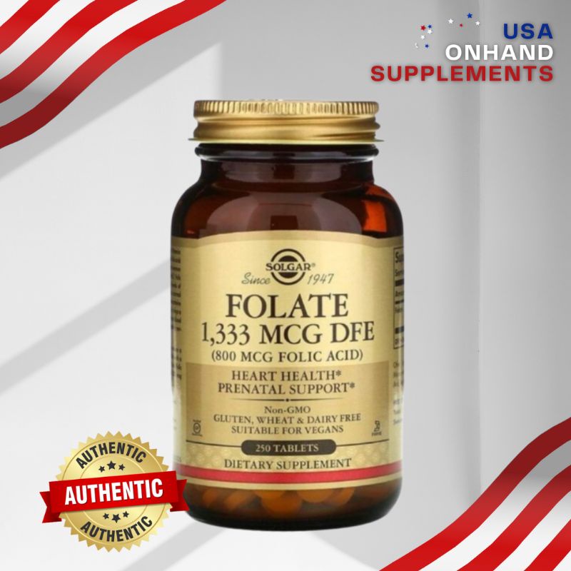 USA Onhand | Solgar, Folate, 1,333 mcg DFE, 400 mcg, Folate as Metafolin, Support Heart Health ...