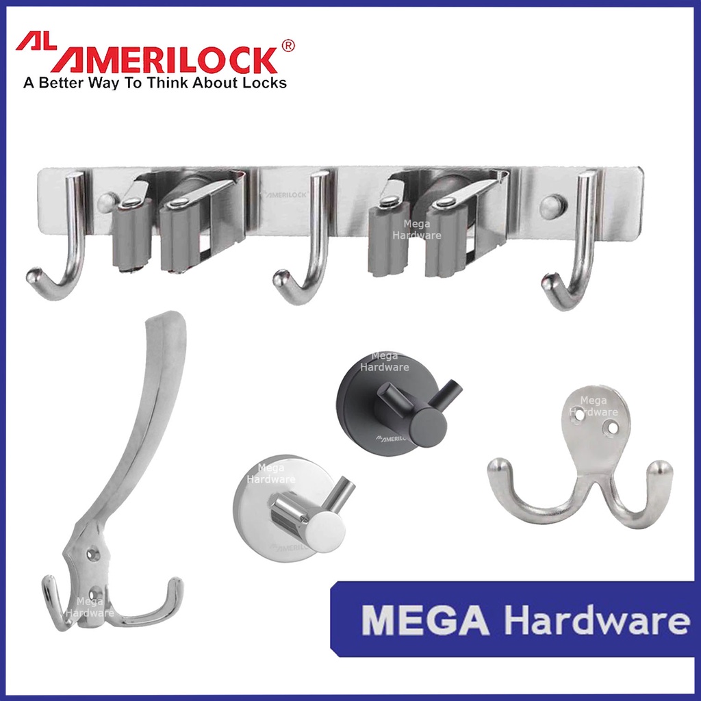 AMERILOCK Multi Purpose Hooks / Towel Hook / Clothes Hook / Mop Broom ...