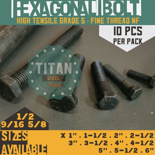 10 pcs - 7/16, 1/2, 9/16, 5/8 Hex Bolt / Capscrew NF Fine Thread (High ...