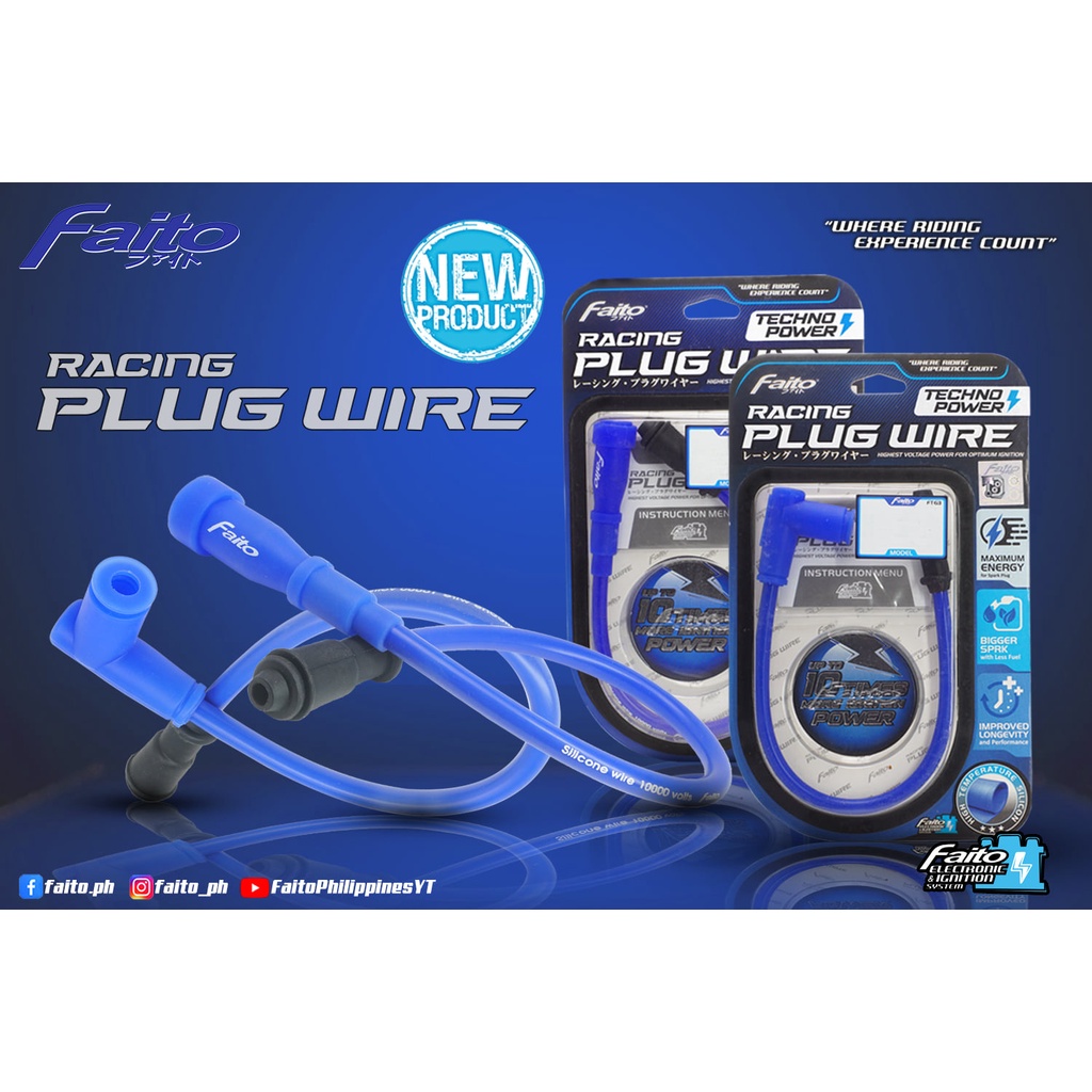 FAITO RACING PLUG WIRE with CAP / SPLIT FIRE STYLE UNIVERSAL FITS TO ...