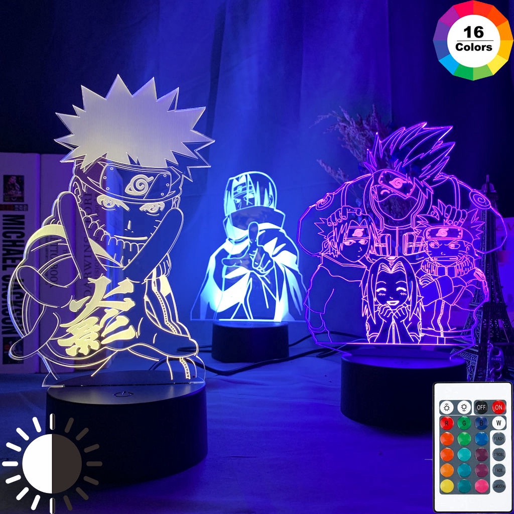 LED Night Light Naruto Uzumaki Team 7 Sasuke Kakashi Hatake Kids ...