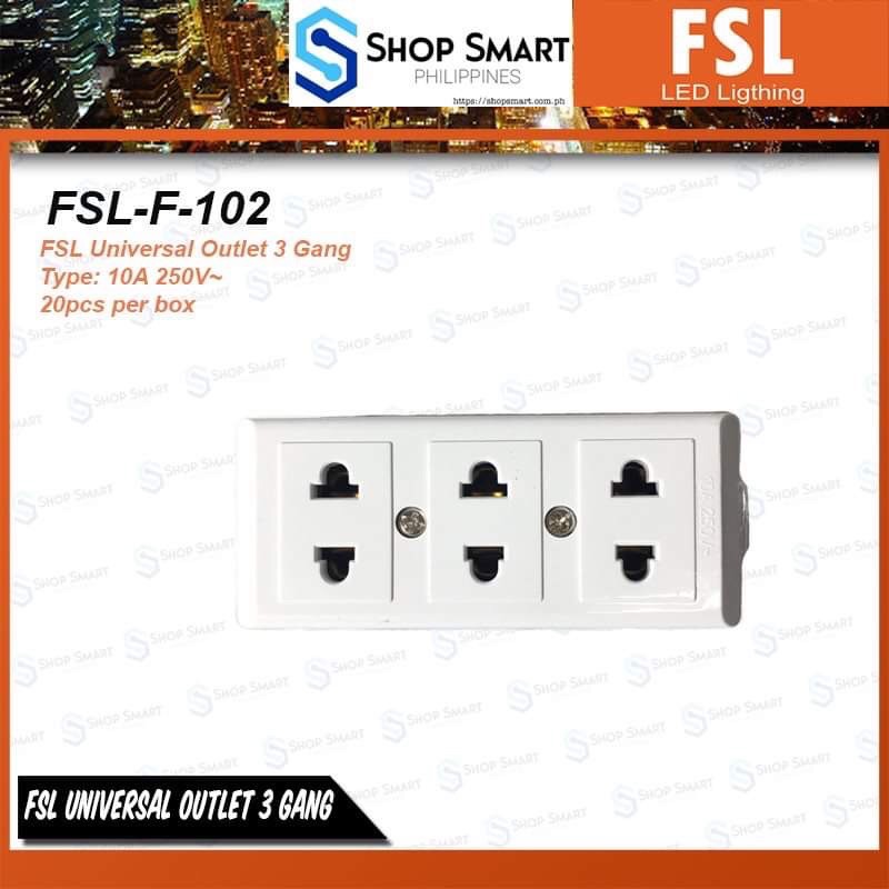 FSL Universal Outlet 3 Gang (FSL-F-102) 1Box-20pcs. | Shopee Philippines