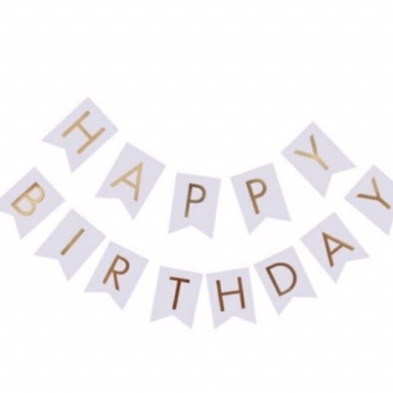 Happy Birthday Banderitas White and Gold Banner Party (Big) | Shopee ...
