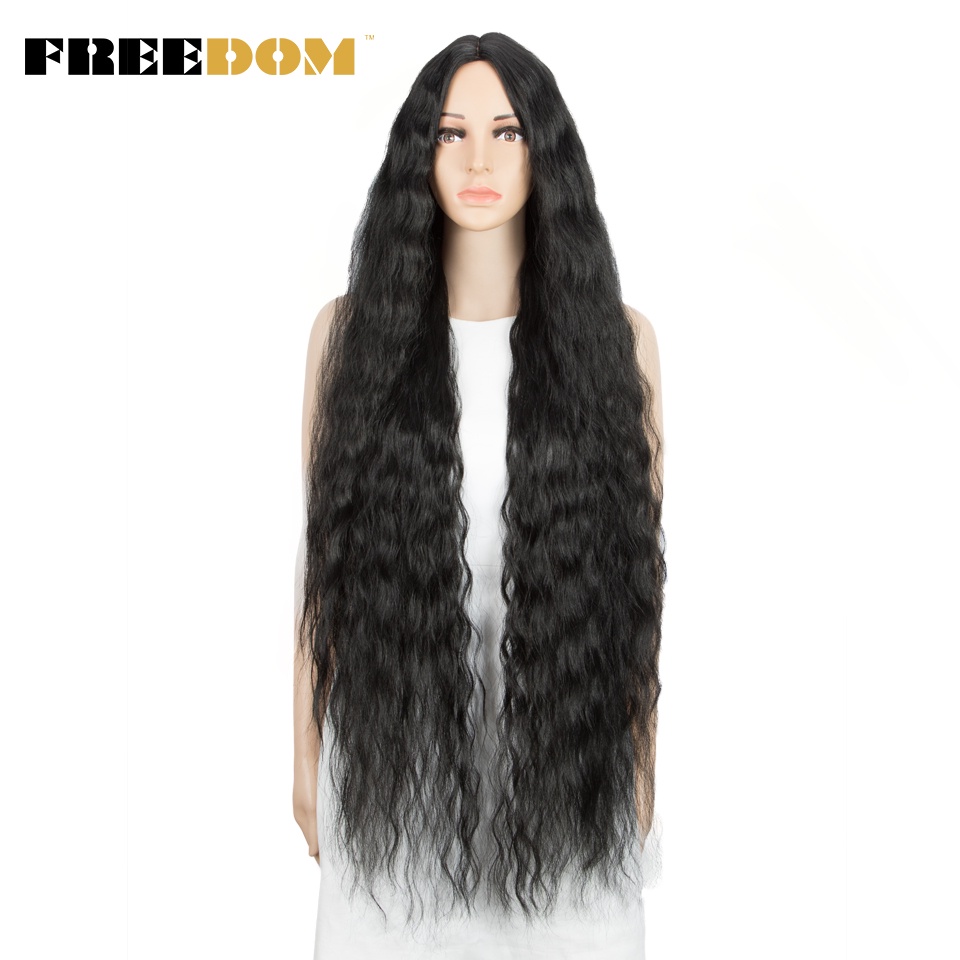 Freedom Synthetic Wig Middle Part Wigs For Black Long Curly Hair 42 ...