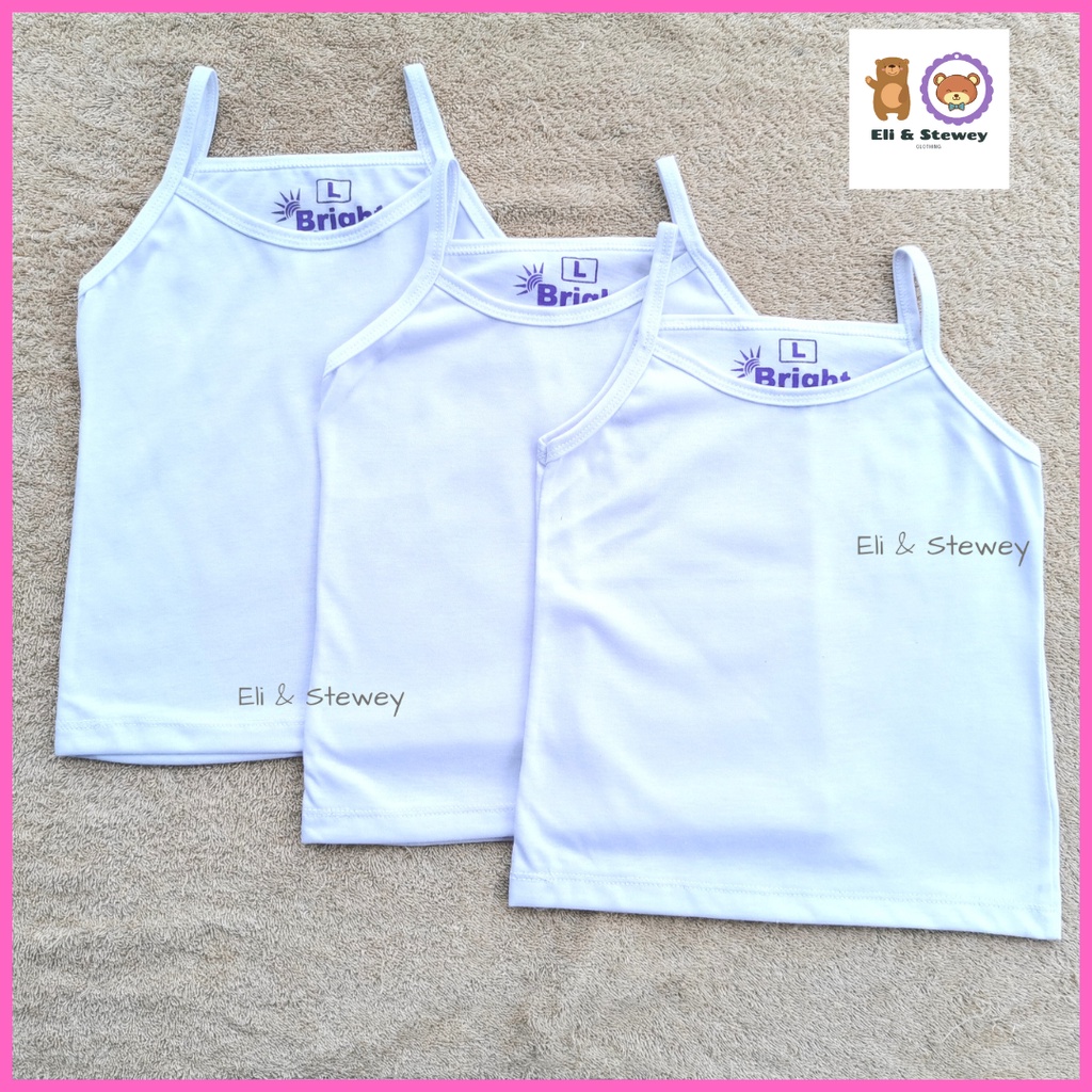 Brennys Closet 3pcs White Plain Spaghetti Sando for Girls 0 to 9 years ...