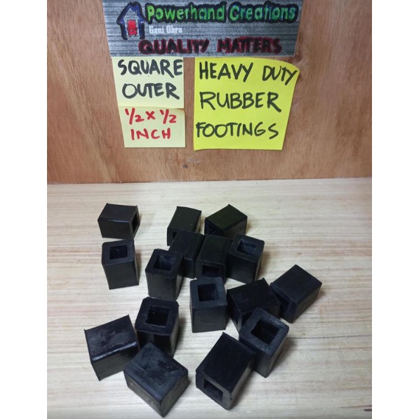 Square Outer 1/2 x 1/2 inch RUBBER Footings HEAVY DUTY Protection-SOLD ...
