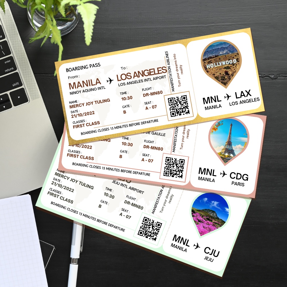 3/SET BOARDING PASS REPLICA | DUMMY BOARDING PASS FOR VISION BOARD or ...