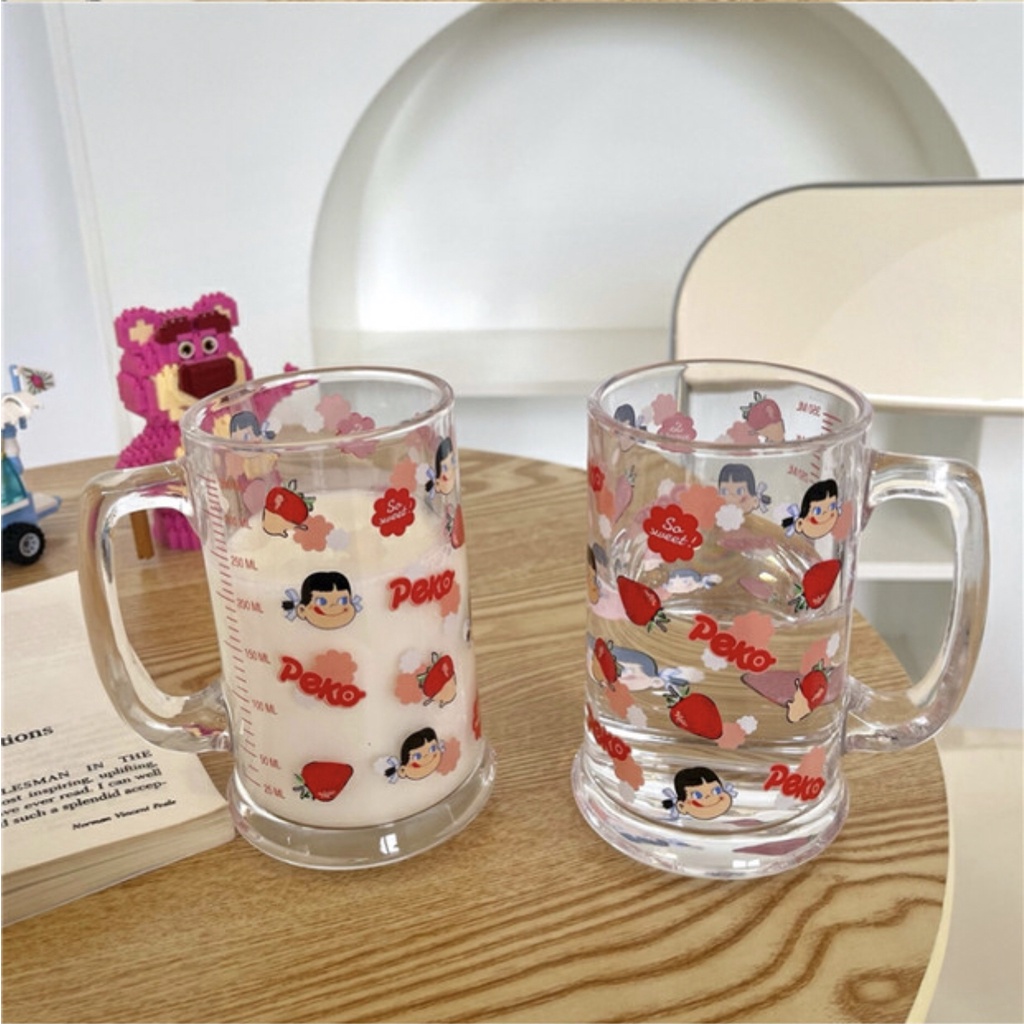 NEW! Large Capacity Cute Printed Design Glass Mug Beer Mug Drinkware ...