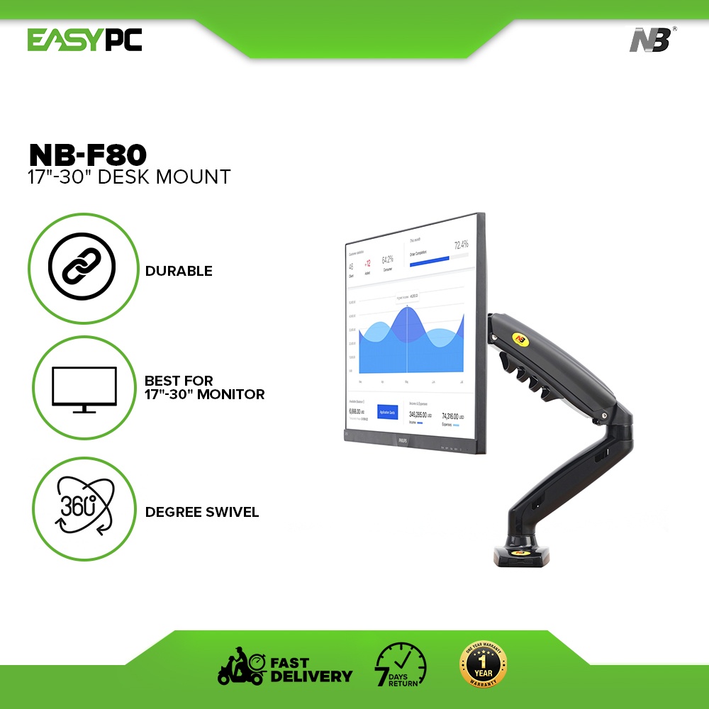 North Bayou NB-F80 17"-30" Desk Mount, flexi- monitor desktop mount is built-in durable Gas ...