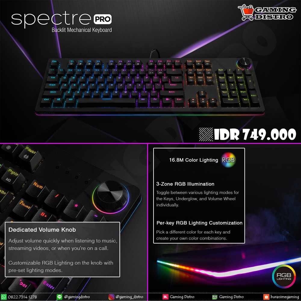 Tecware Spectre Pro Rgb Underglow With Volume Knob Mechanical Keyboard ...