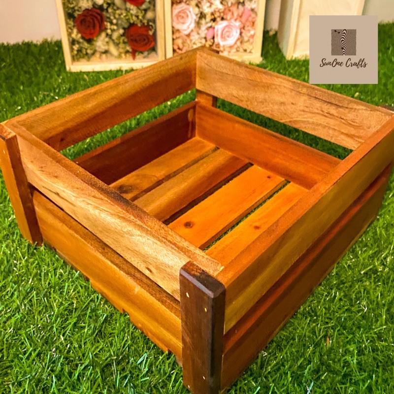 MAHOGANY WOOD CRATES 10" x 10" x 5" | Shopee Philippines