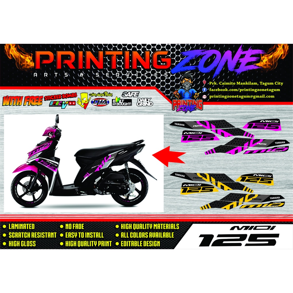 YAMAHA MIO i 125 Striping Stock Sticker Decals High Quality and Durable ...