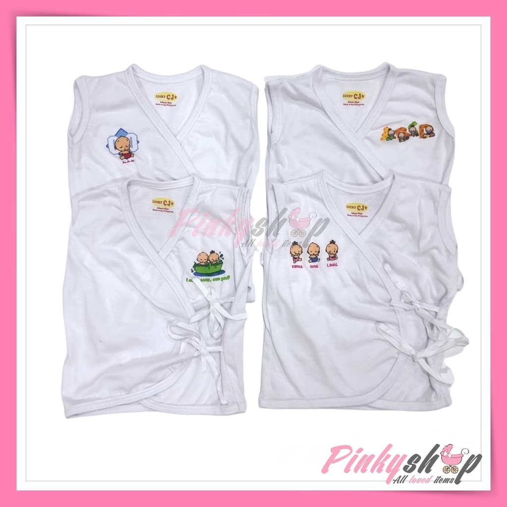 Lucky CJ 3p Newborn Baby White Sleeveless Tieside Cotton | Tie side ...