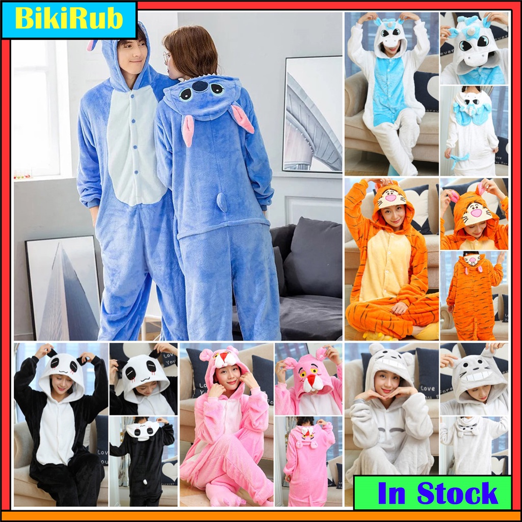 Winter Adults Animal Stitch Onesies Women Men Pajamas Suit Onepiece ...