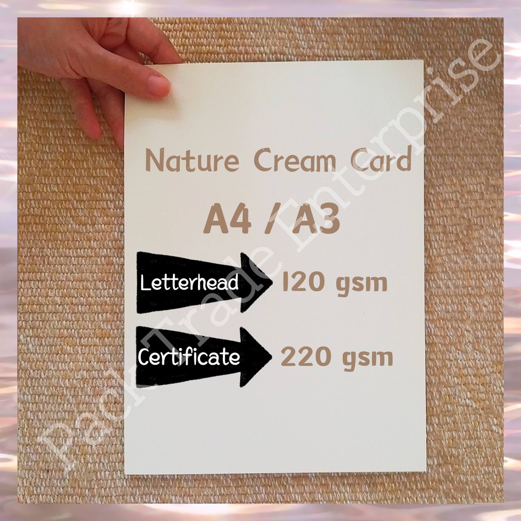 A5/A4/A3 Ivory Card Cream Butter Color 120g 220g Plain Certificate Paper, Kertas Sijil ...