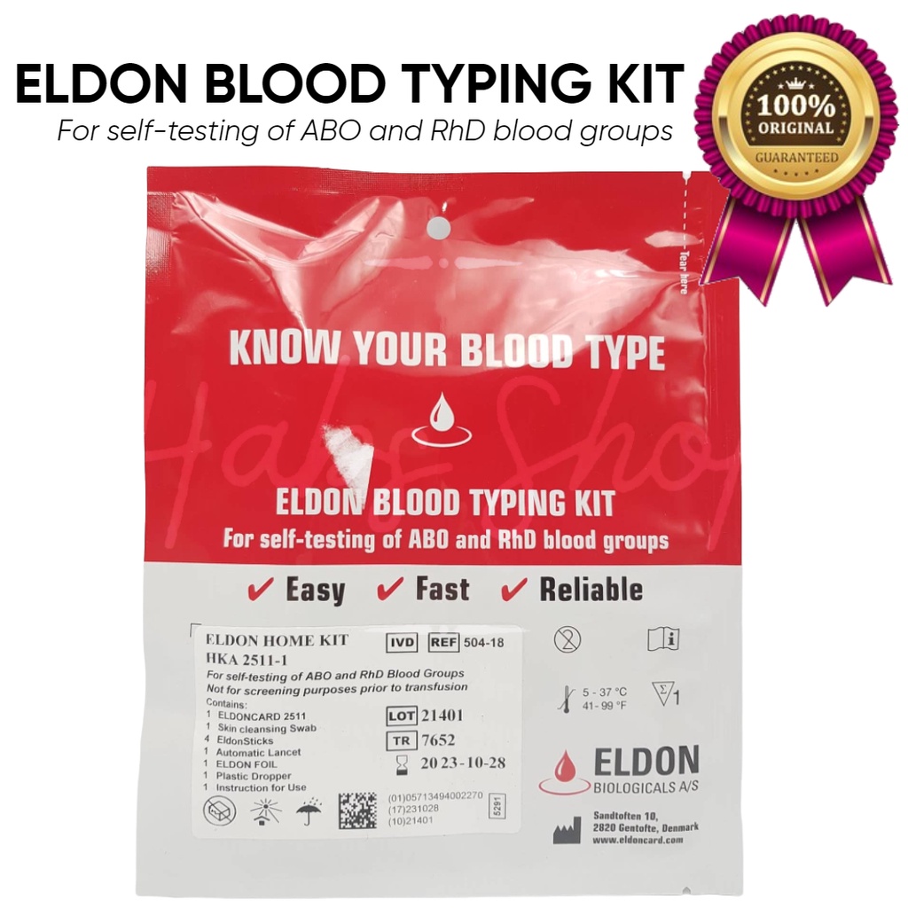 D'adamo Eldon Blood Typing Kit 1 Easy Self-Testing Kit | Shopee Philippines