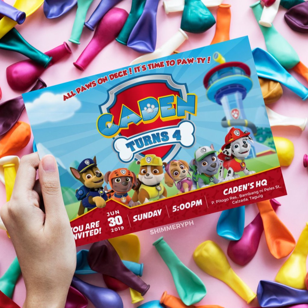 4R-sized Paw Patrol Theme Birthday Invitations - 24pcs Print and ...