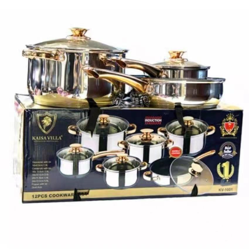 Kaisa Villa 12 Pieces Stainless Steel Induction Cookware Set | Shopee ...