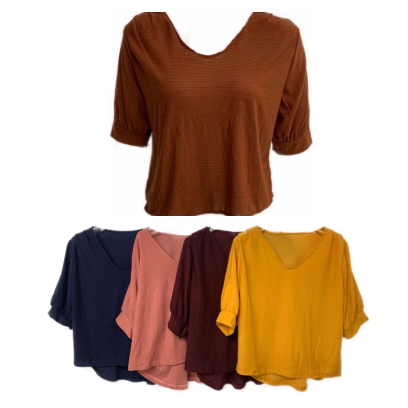 Kathryn V-neck Long Back Tops FITS Large TO XL 31002# | Shopee Philippines