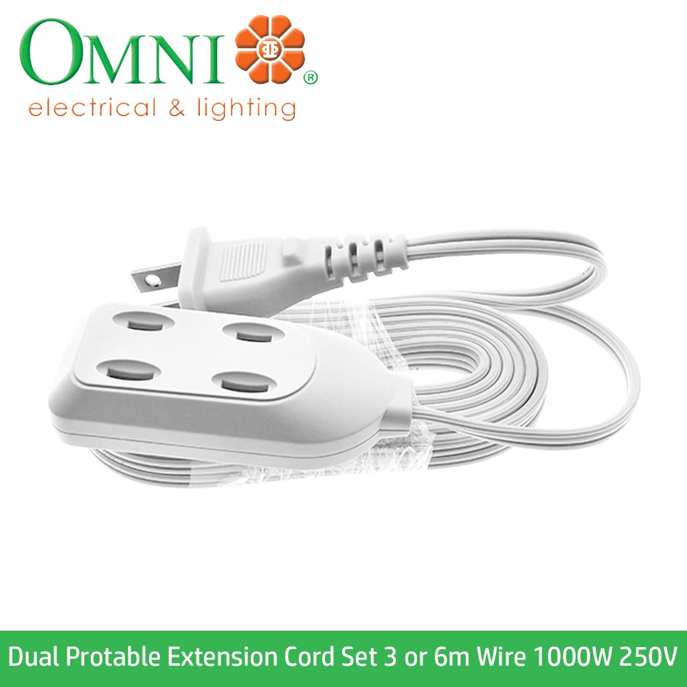 Omni Dual Protable Extension Cord Set 3 or 6 Meter Wire | Shopee ...