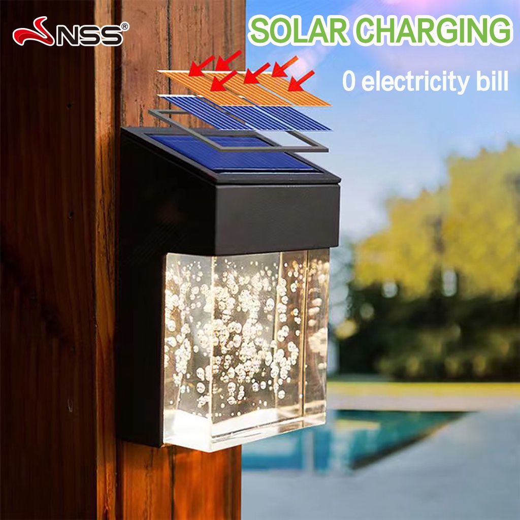 NSS Solar LED Wall Light Outdoor Waterproof Garden Wall Lamp Decorative ...