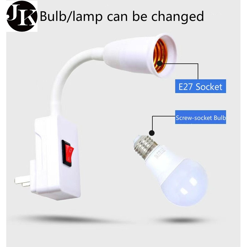 JK E27 Base Lamp Holder LED Light Bulb Socket Adapter with On/Off ...