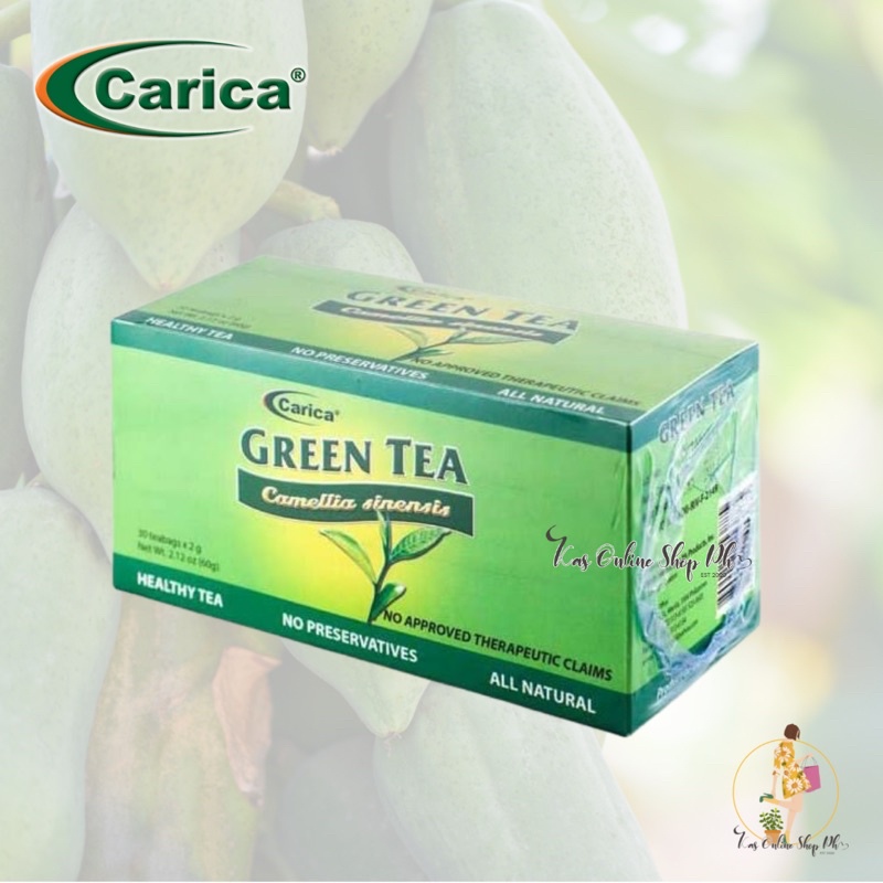 Carica Green Tea (Camellia sinensis) - Box of 30 Tea bags (2g per tea ...