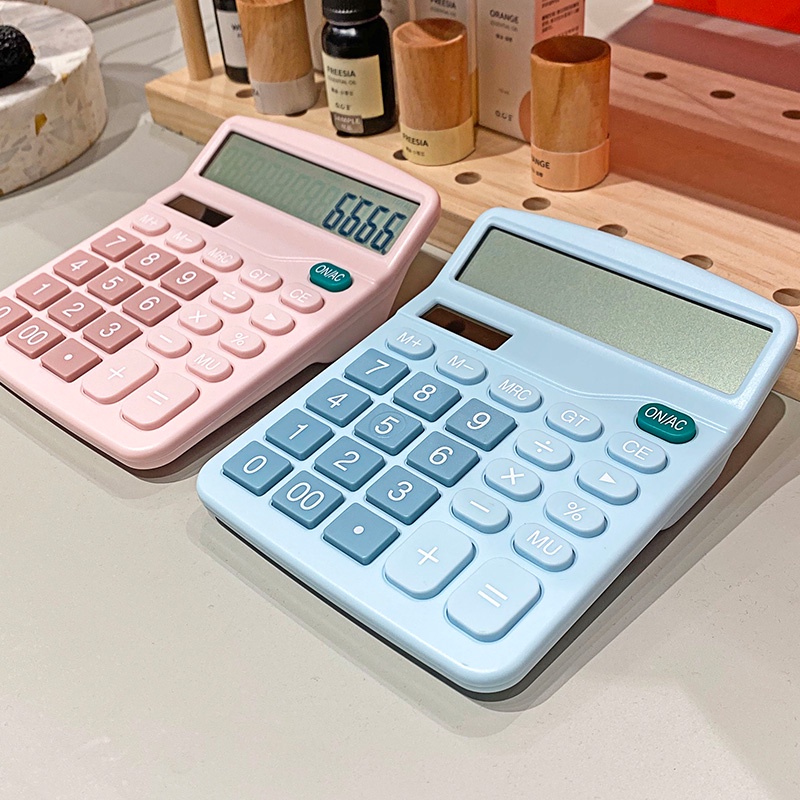 Lovely Morandi Color Solar Power Calculator Student Simple Portable ...