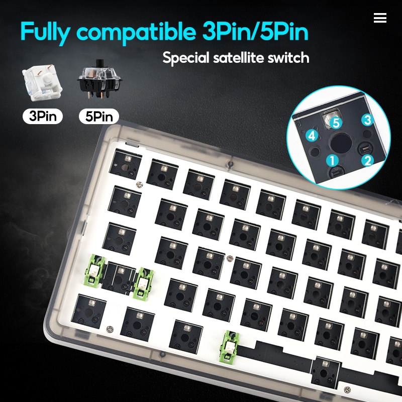 TOM680 TM680 Mechanical Keyboard DIY Kit Hotswap 3 modes bluetooth ...
