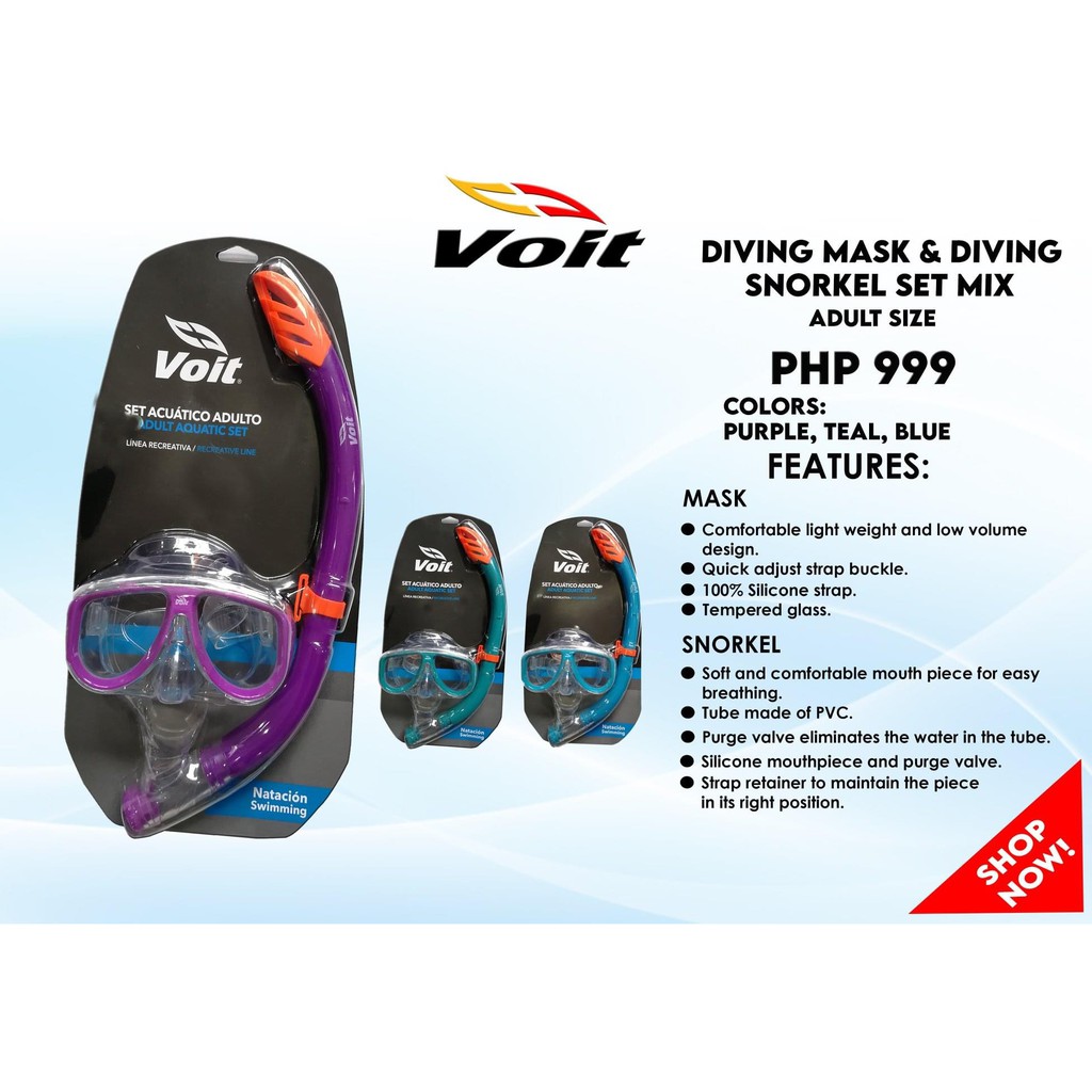 VOIT DIVING MASK AND DIVING SNORKEL SET MIX (ADULT SIZE) | Shopee ...