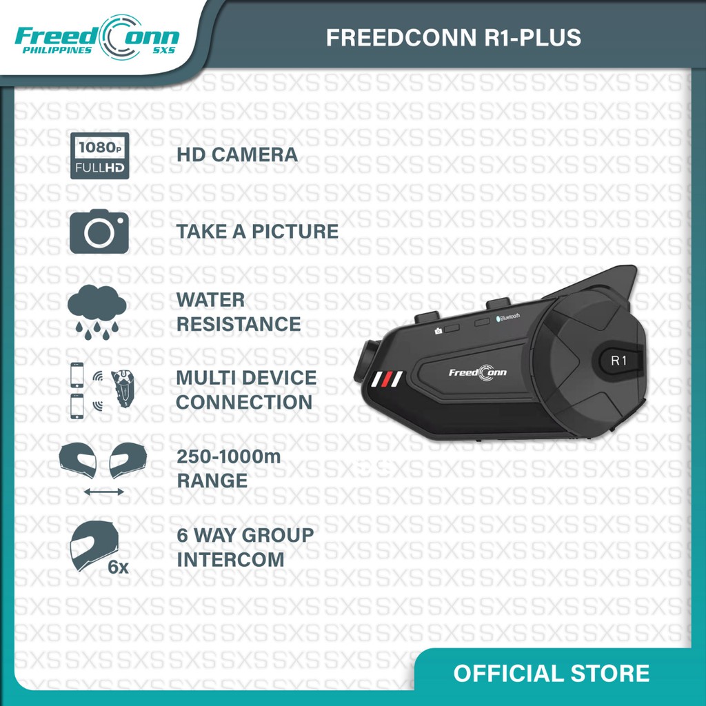 FreedConn PH R1 PRO Bluetooth 5.0 Motorcycle Group Intercom HD 2K Video ...