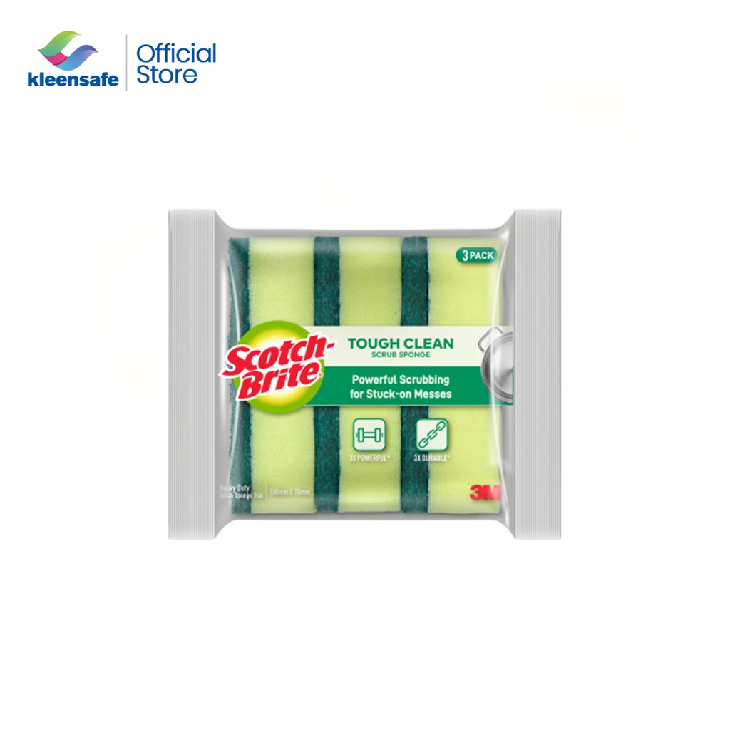 Kleensafe X Scotch-Brite Heavy Duty Tough Clean Sponge Dish Scrub ...