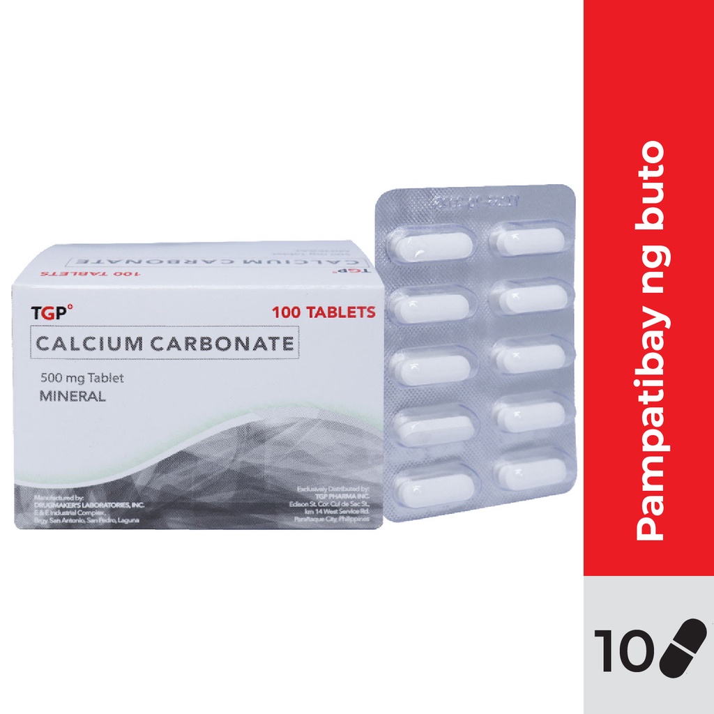 TGP Calcium Carbonate 500mg Tablet 10 Pcs/pack | Shopee Philippines