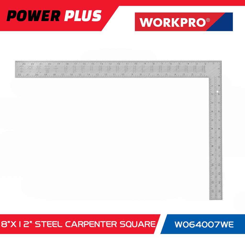 POWERPLUS WORKPRO 8"x12" STEEL CARPENTER SQUARE W064007WE for ...