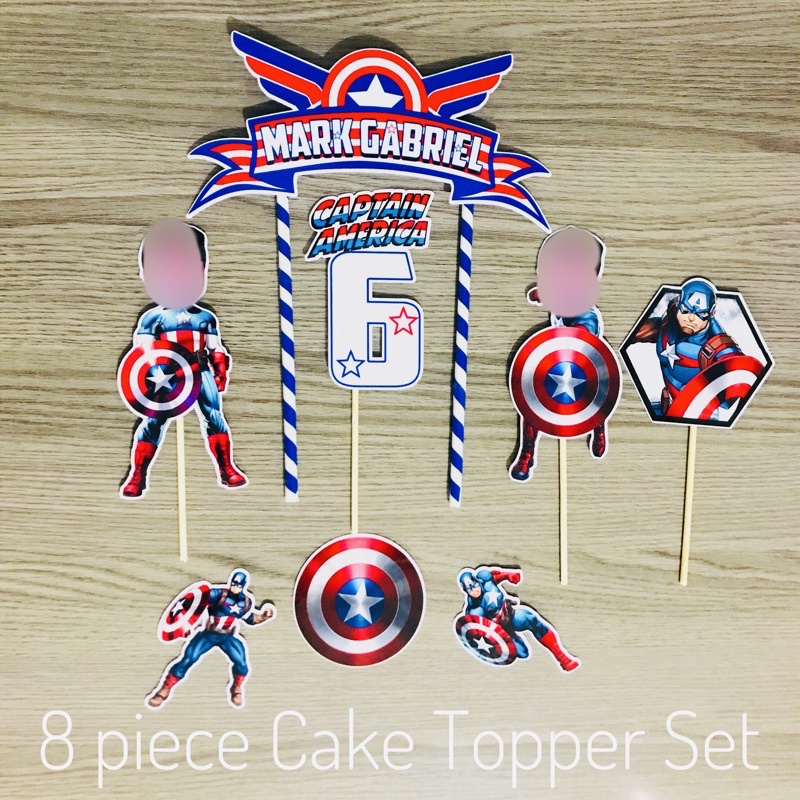 CAPTAIN AMERICA CAKE TOPPER CUPCAKE TOPPER SET | Shopee Philippines