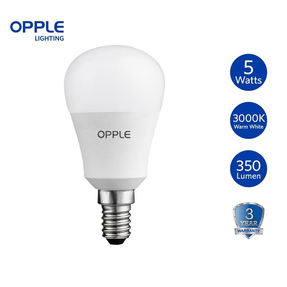 Opple LED Bulb E14 v6 EcoMax - 5 Watts Warm White Indoor, Outdoor Bulb ...