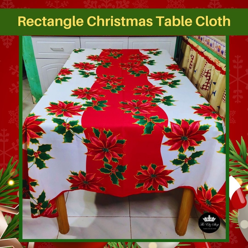 Christmas Rectangle Table Cloth 4, 6, 8, & 10 Seaters Red & White ...