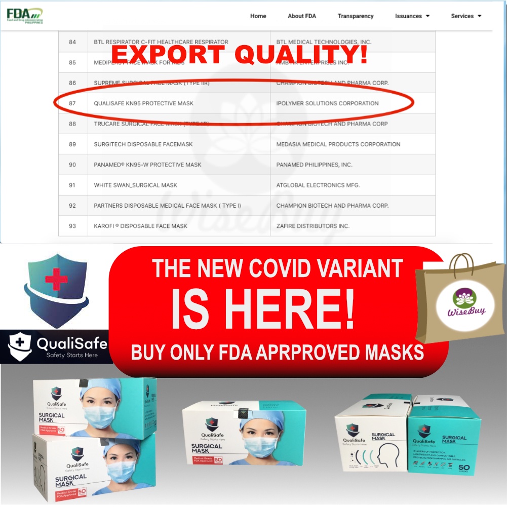 Qualisafe Face Mask Medical Grade FDA Approved [50 pcs] - Lynderm Store