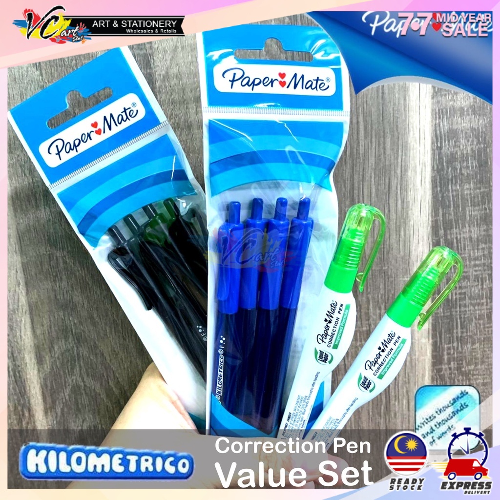 Papermate Liquid Paper Correction Pen 7ml Ball Pen Set of 4 Click ...