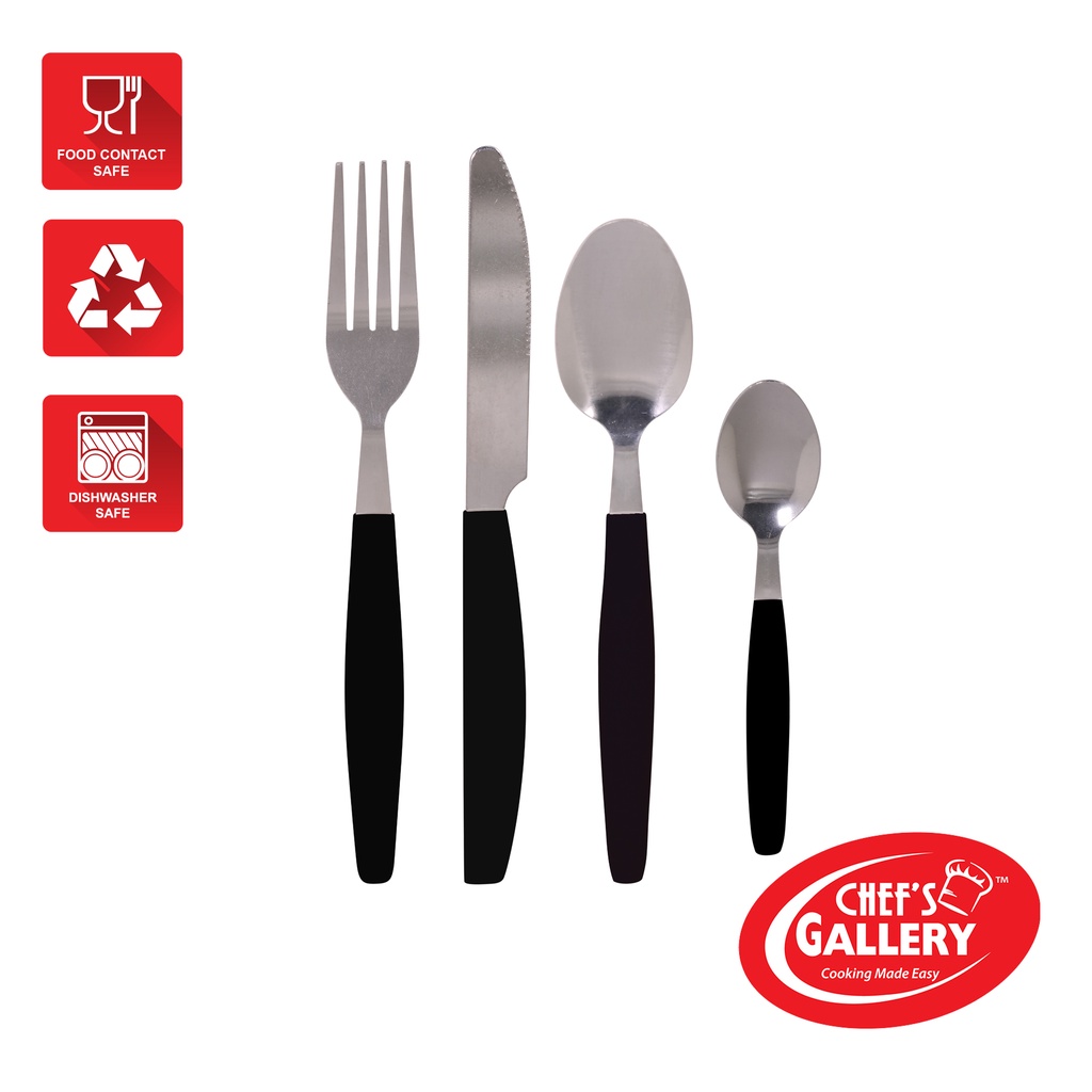 Chef's Gallery Stainless Steel Cutlery Set 24pcs | Table Spoon, Fork ...