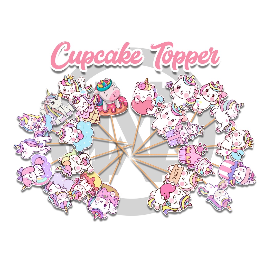 Unicorn Cupcake Topper 24 Pieces Shopee Philippines