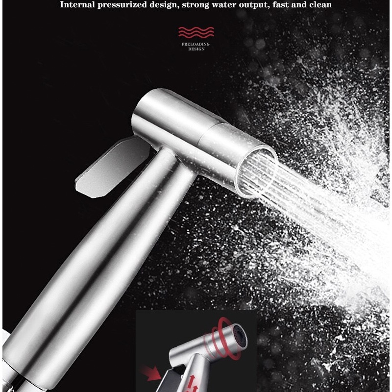 1.5M Flushing Gun Stainless Steel Pressurized Toilet Spray Gun High ...