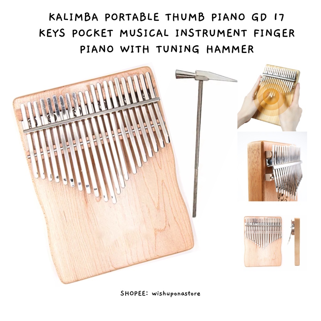 KALIMBA PORTABLE THUMB PIANO GD 17 Keys Pocket Musical Instrument ...