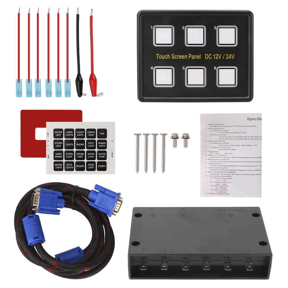 Touch Screen Switches Panel for Car Marine Caravan 6 Gang LED Switch ...