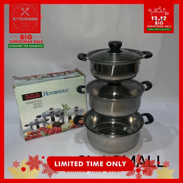 555 Stainless 3 in 1 Pot Set Small and Big BEST QUALITY COD | Shopee ...