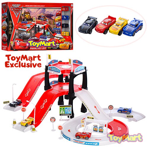 Lightning McQueen Cars Springs Race Track Parking Garage Toy Set Race ...